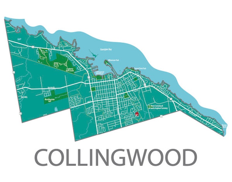 Typographic Map of Collingwood Ontario Map Poster City Map - Etsy Canada
