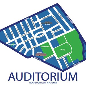 Typographic Map of the Auditorium Neighbourhood of Kitchener, Ontario ...