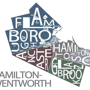 Typographic Map of Hamilton Hamilton Wentworth Map City Map Print ...