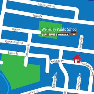 Typographic Map of Wellesley | Ontario Map Art | City Map Print ...