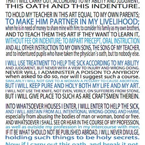 Modern Hippocratic Oath Print | Doctor Oath Print | Perfect Doctor Gift ...