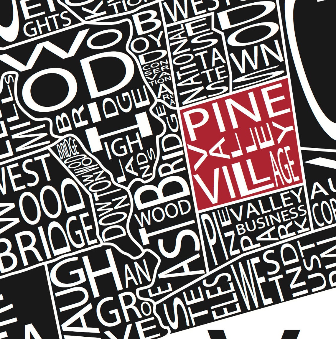 Typographic Map of Vaughan Ontario Neighbourhood Map Art | Etsy