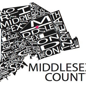 Typographic Map of Middlesex County| County Map Print | Ontario Map ...