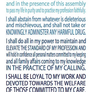 Modern Hippocratic Oath Print | Doctor Oath Print | Perfect Doctor Gift ...