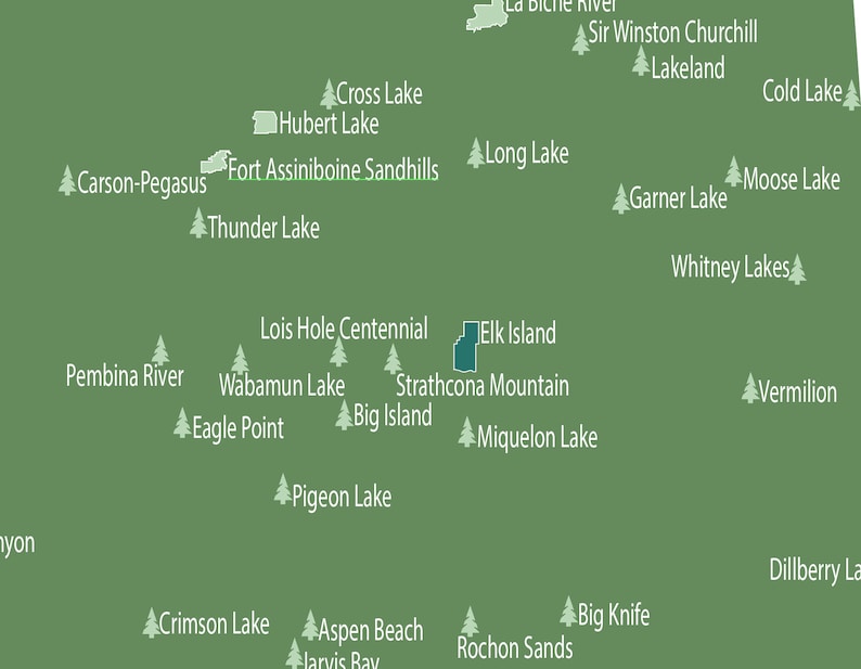 Typographic Map of Parks in Alberta | Alberta Parks Map | Camping Map ...