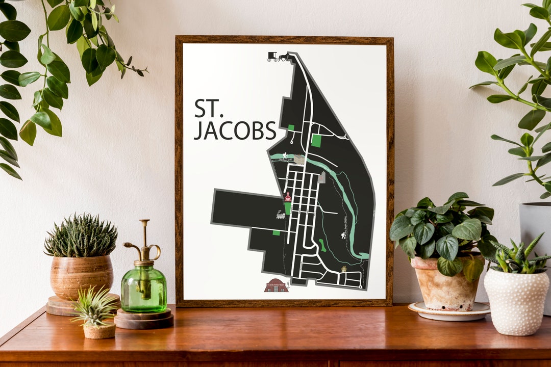 Typographic Map of St. Jacobs Ontario Waterloo Region Town - Etsy