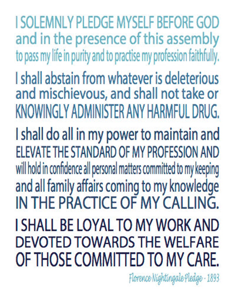 Modern Florence Nightingale Pledge | Perfect Gift for Nurses | Front ...