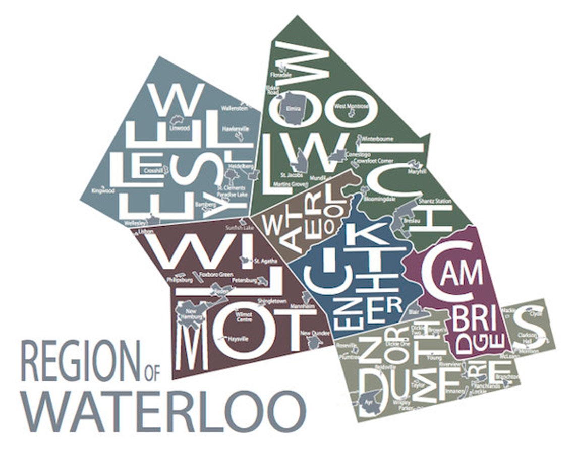 Typographic Map of Wellesley Township, Region of Waterloo, Ontario ...