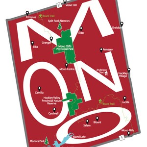 Typographic Map of Mono Township, Dufferin County, Ontario Hockley ...