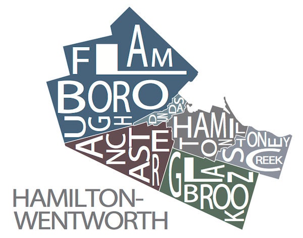 Typographic Map of Hamilton | Hamilton Wentworth Map | City Map Print ...