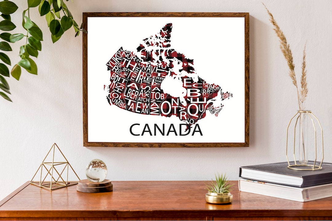 Typographic Map of Canada | Country Map Print | Canadian Map | Custom ...