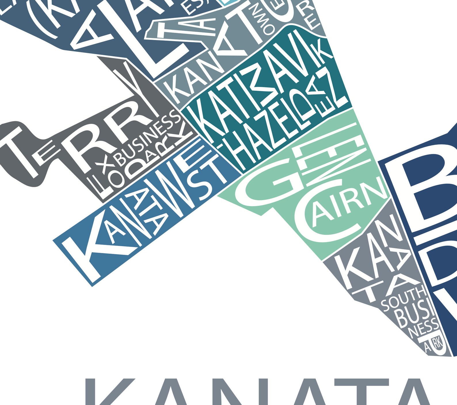 Typographic Map of Kanata Ontario Ottawa Area Map - Etsy