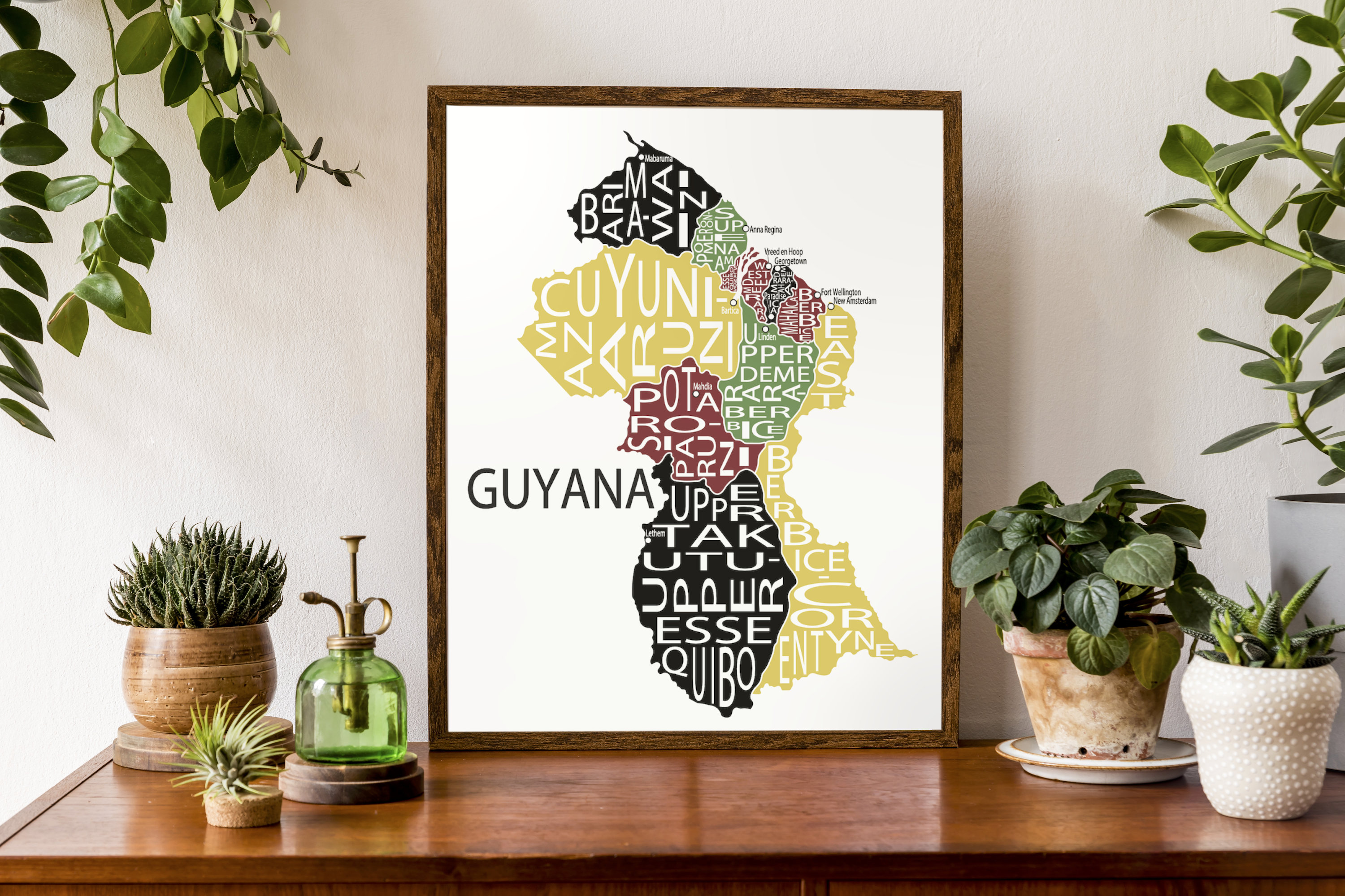 Typographic Map of Guyana South America Guyanese Regional - Etsy Canada