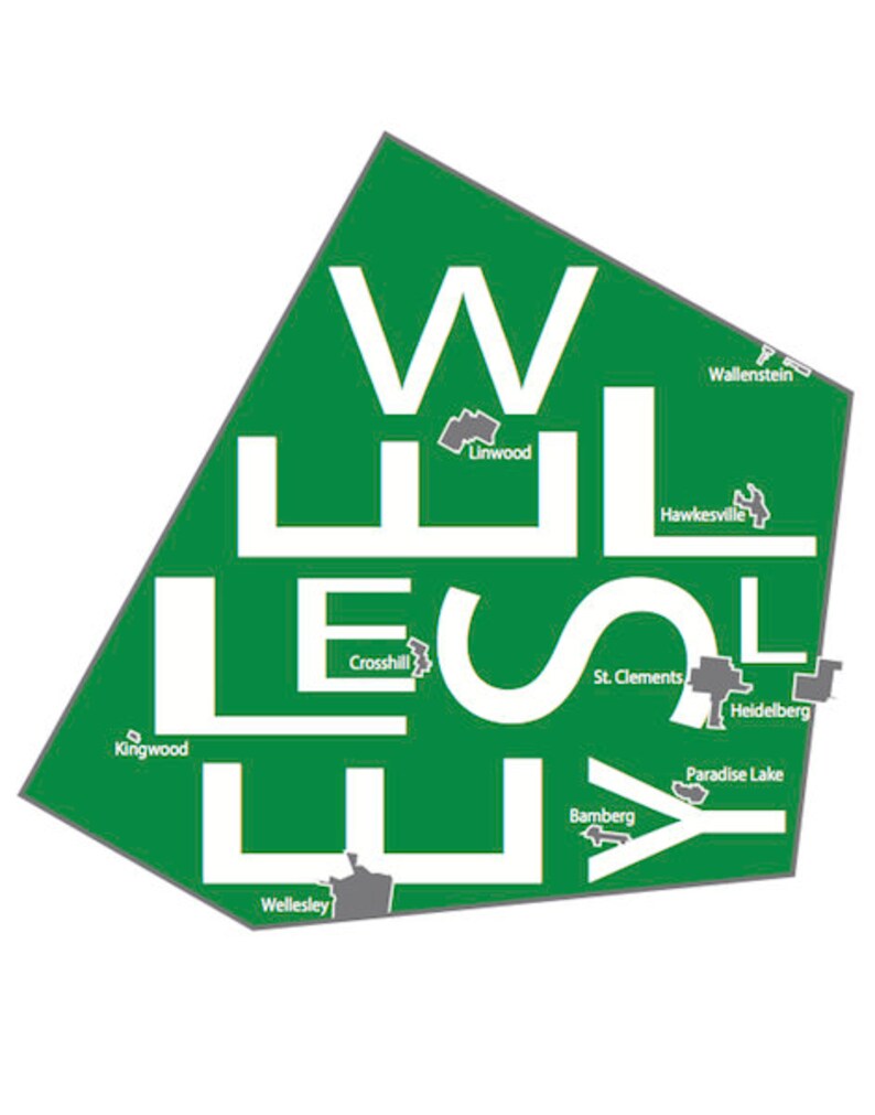 Typographic Map of Wellesley | Ontario Map Art | City Map Print ...