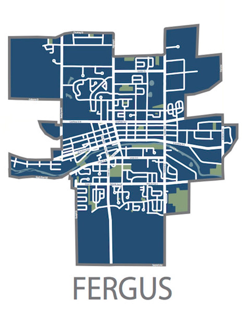 Typographic Map of Elora and Salem Ontario Wellington - Etsy