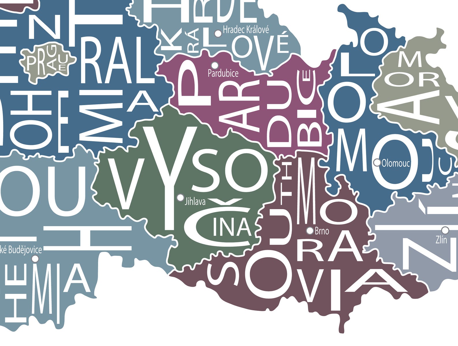 Typographic Map of the Czech Republic Czechoslovakia Map | Etsy