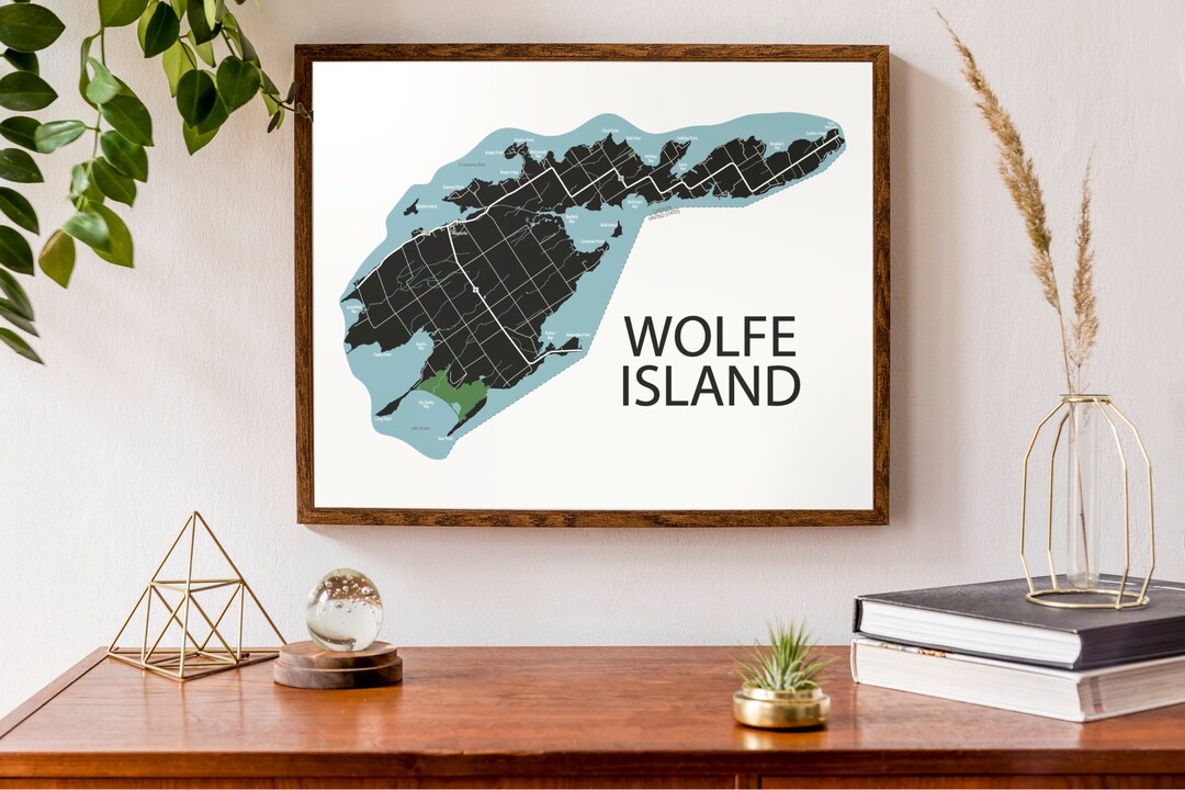 Typographic Map of Wolfe Island, Ontario, Canada | Thousand Islands ...
