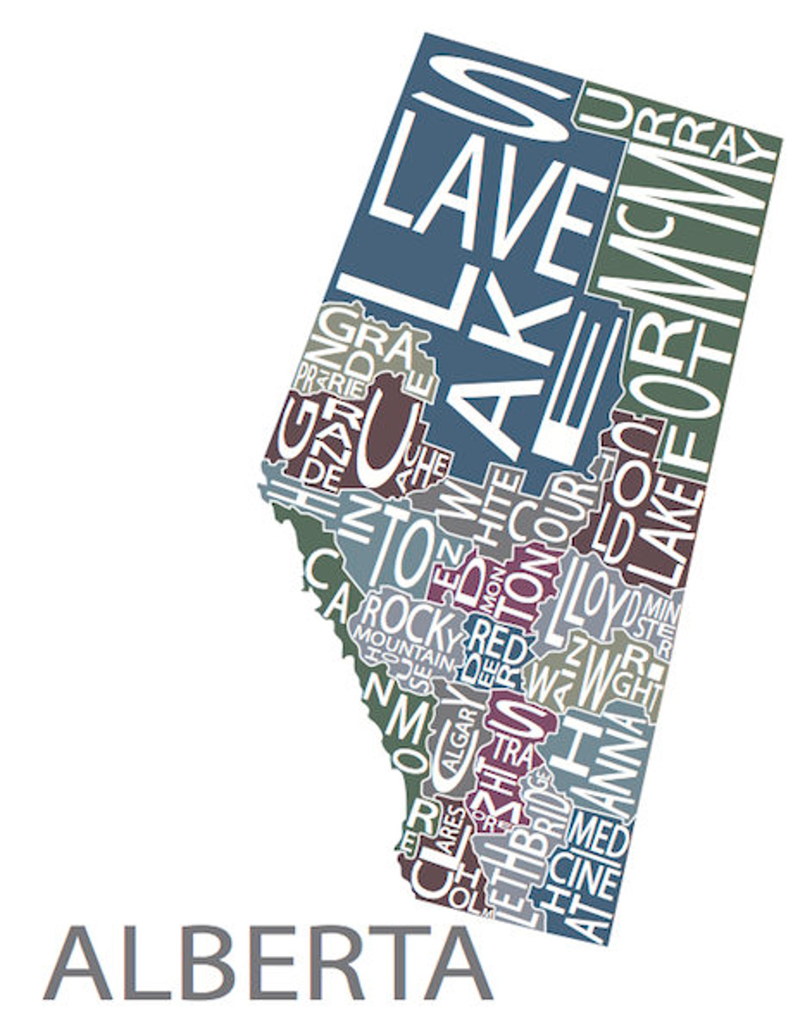 Typographic Map of Banff Alberta Canadian Rockies Town Map | Etsy