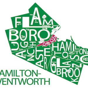 Typographic Map of Hamilton Hamilton Wentworth Map City Map Print ...