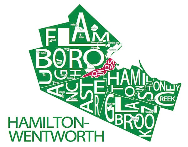 Typographic Map of Hamilton | Hamilton Wentworth Map | City Map Print ...