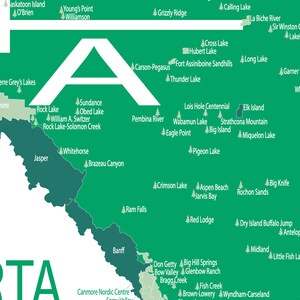 Typographic Map of Parks in Alberta | Alberta Parks Map | Camping Map ...