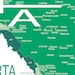 Typographic Map of Parks in Alberta | Alberta Parks Map | Camping Map ...