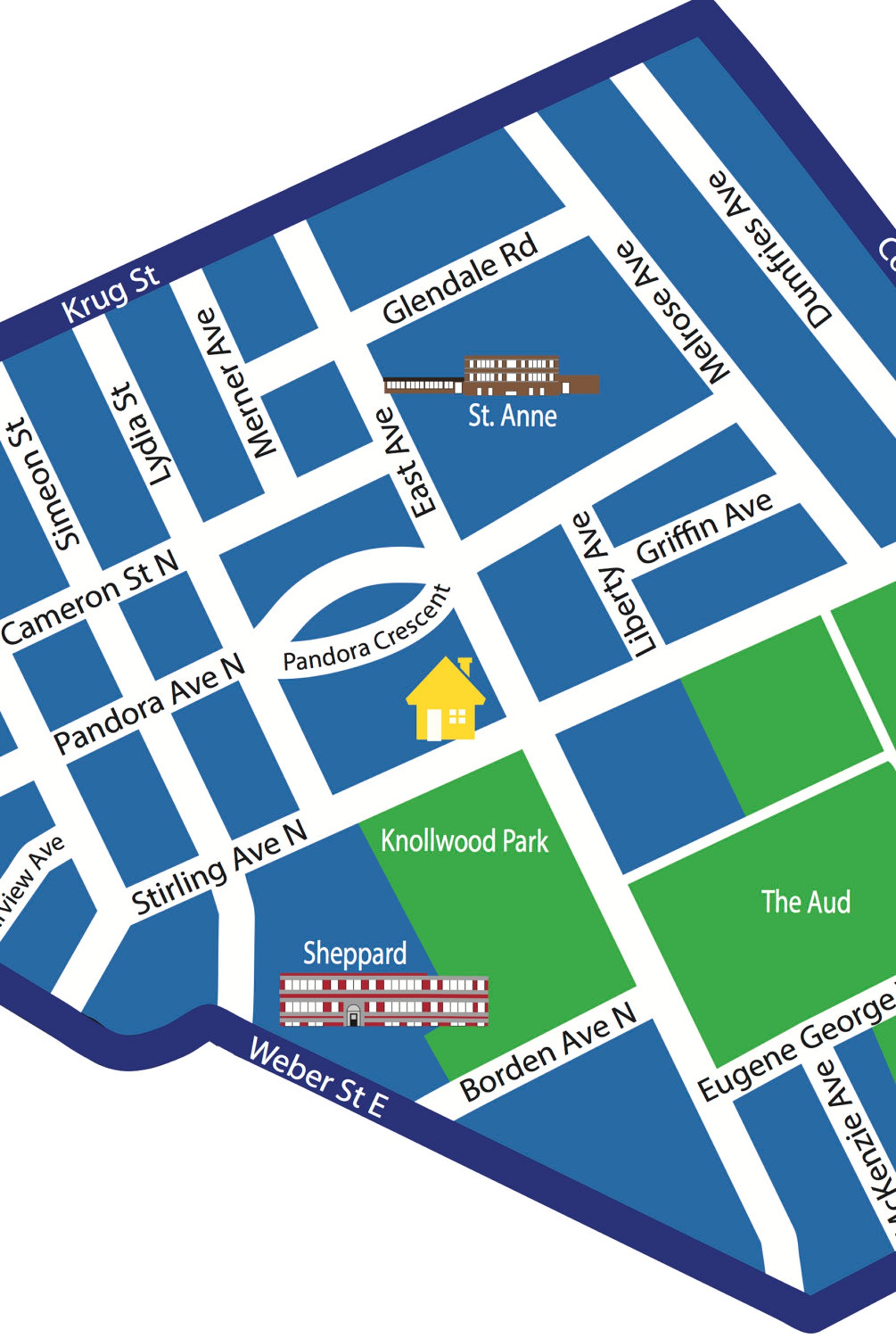 Typographic Map of the Auditorium Neighbourhood of Kitchener, Ontario ...