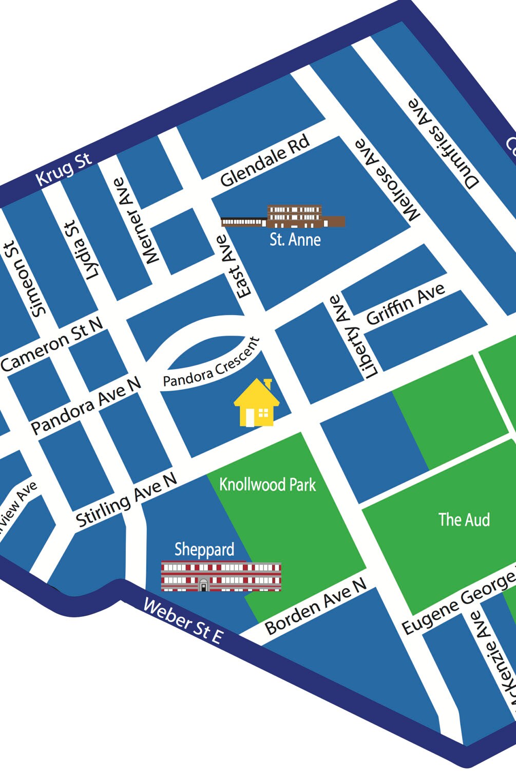 Typographic Map of the Auditorium Neighbourhood of Kitchener, Ontario ...