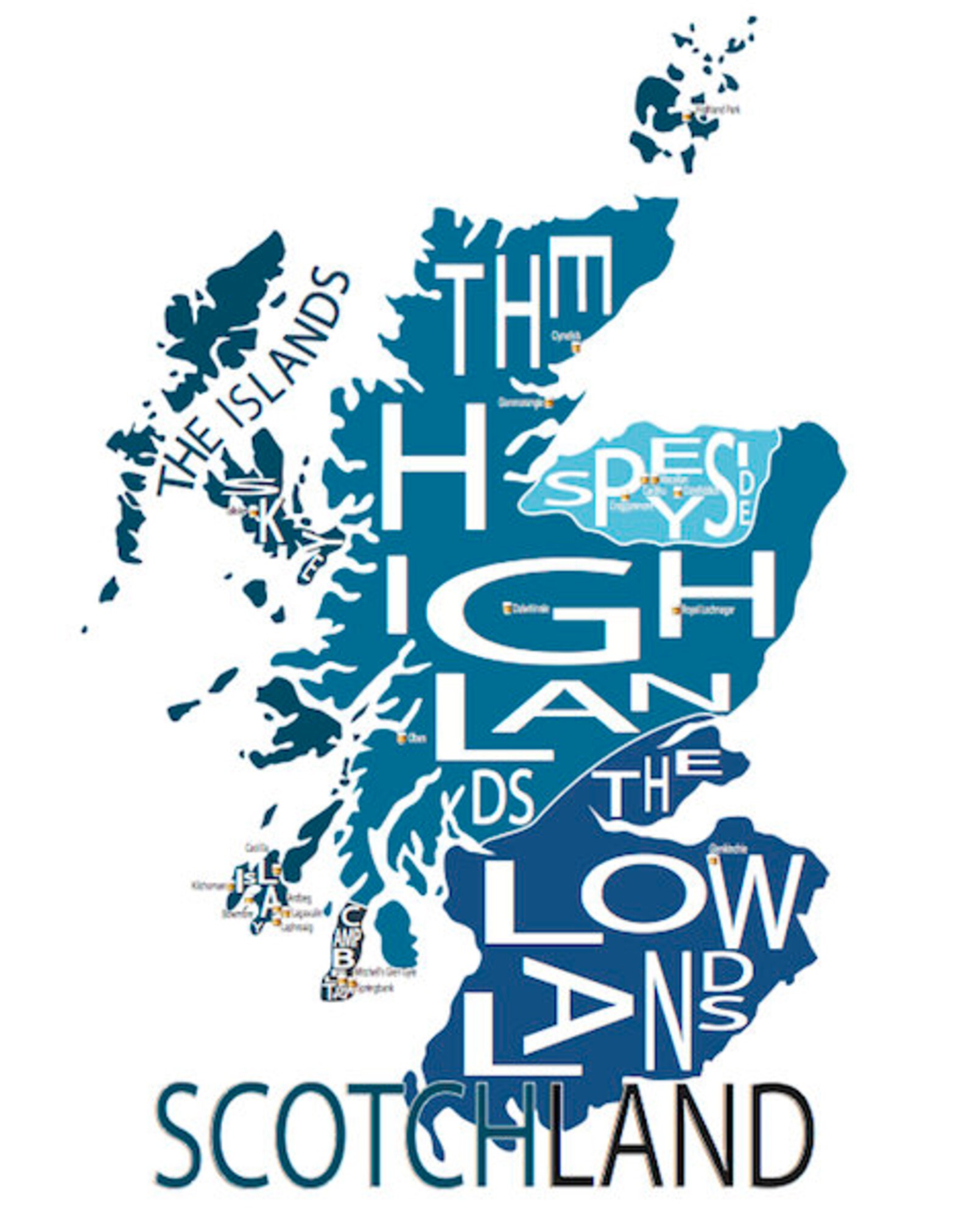 Typographic Map of Scotland Country Map Print European Map - Etsy
