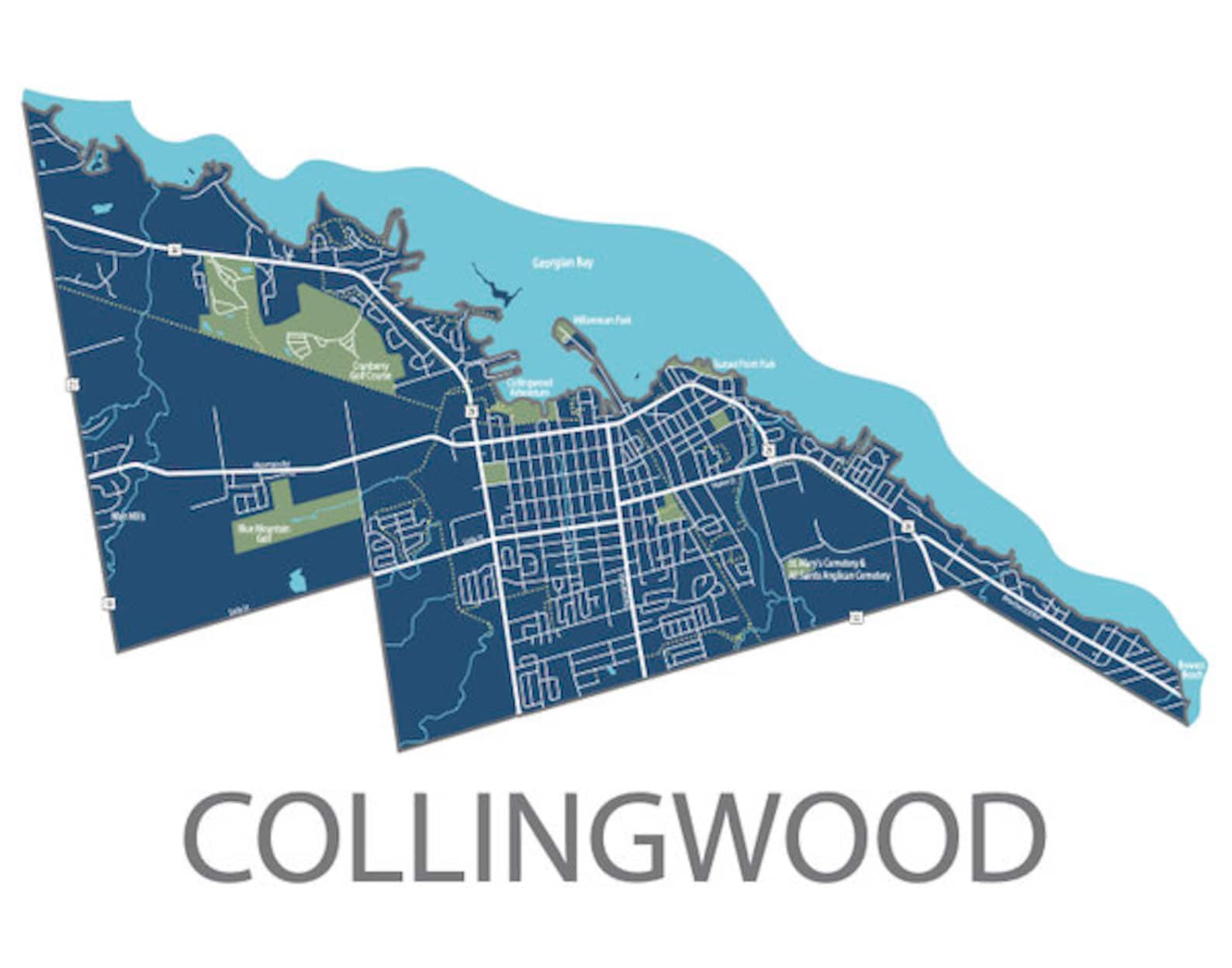 Typographic Map of Collingwood Ontario Map Poster City Map - Etsy Canada