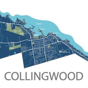 Typographic Map of Collingwood | Ontario Map Poster | City Map Print ...