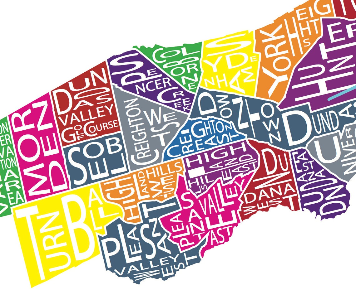 Typographic Map of Dundas, Ontario | Neighbourhood Map | Hamilton City ...