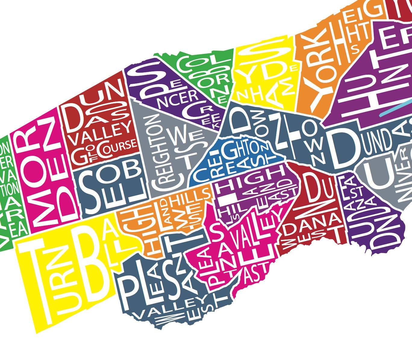 Typographic Map of Dundas Ontario Neighbourhood Map | Etsy Canada