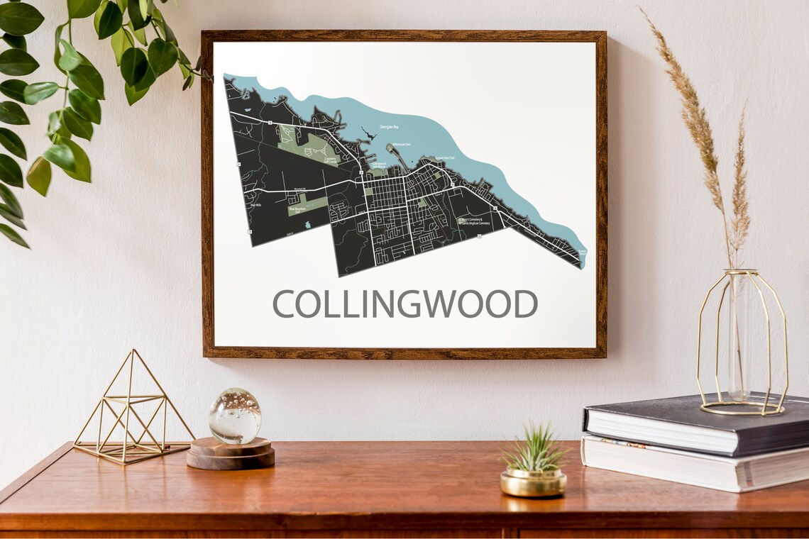 Typographic Map of Collingwood | Ontario Map Poster | City Map Print ...