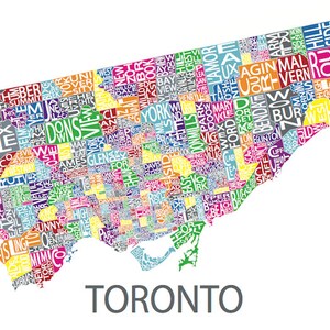 Typographic Map of Etobicoke in Toronto | Neighbourhood Map | City Map ...