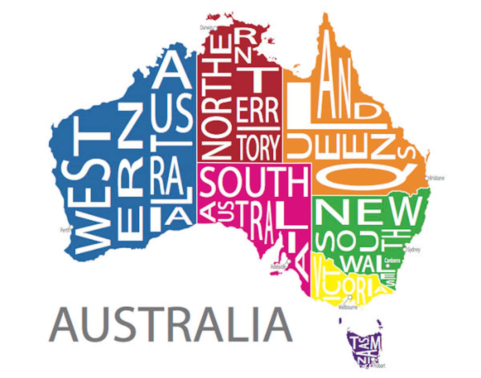 Typographic Map of New Zealand | Kiwi Map | Country Map Print | Custom ...