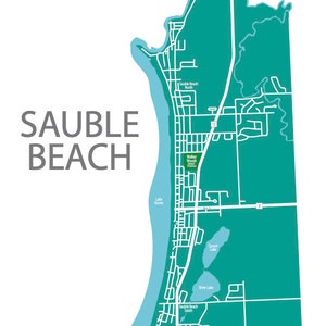 Typographic Map of Sauble Beach, Ontario | Bruce County | City Map ...