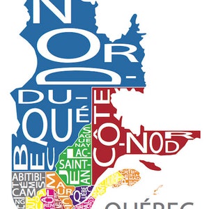 Typographic Map of Laval, Quebec | City Map Poster | Neighbourhood ...