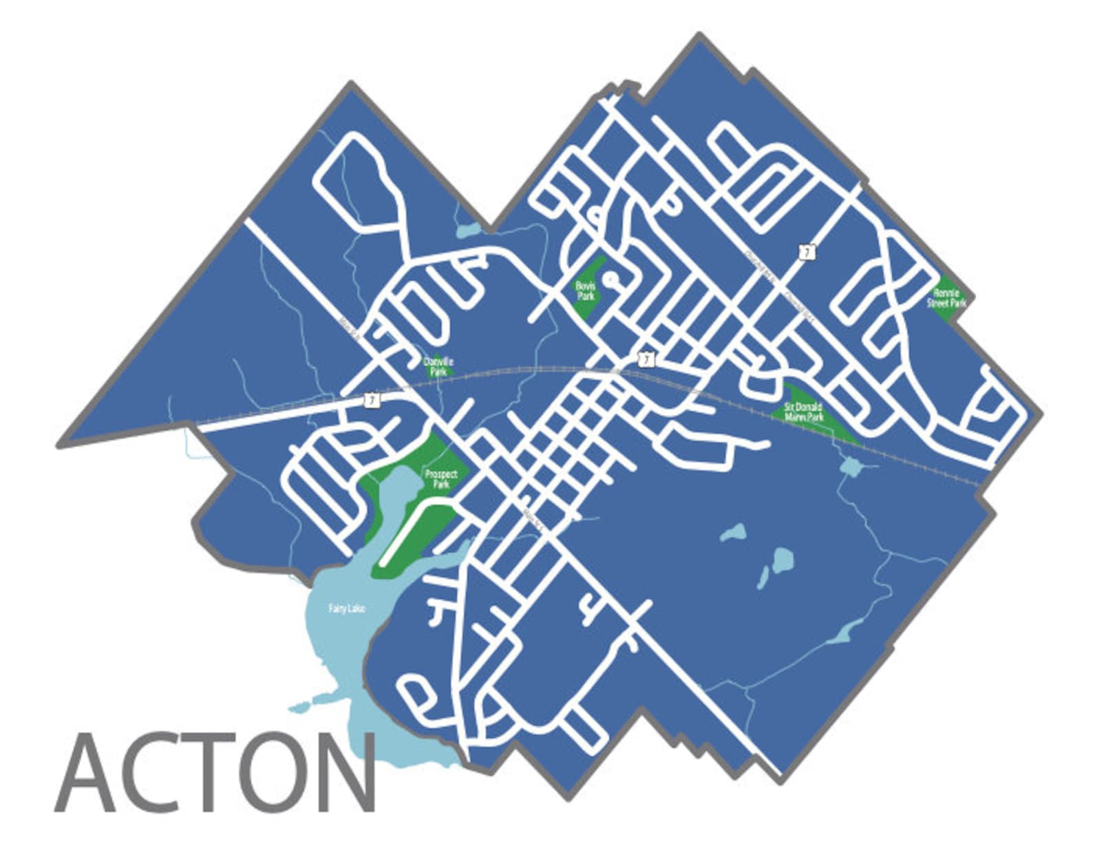 Typographic Map of Acton Ontario Halton Region Halton - Etsy