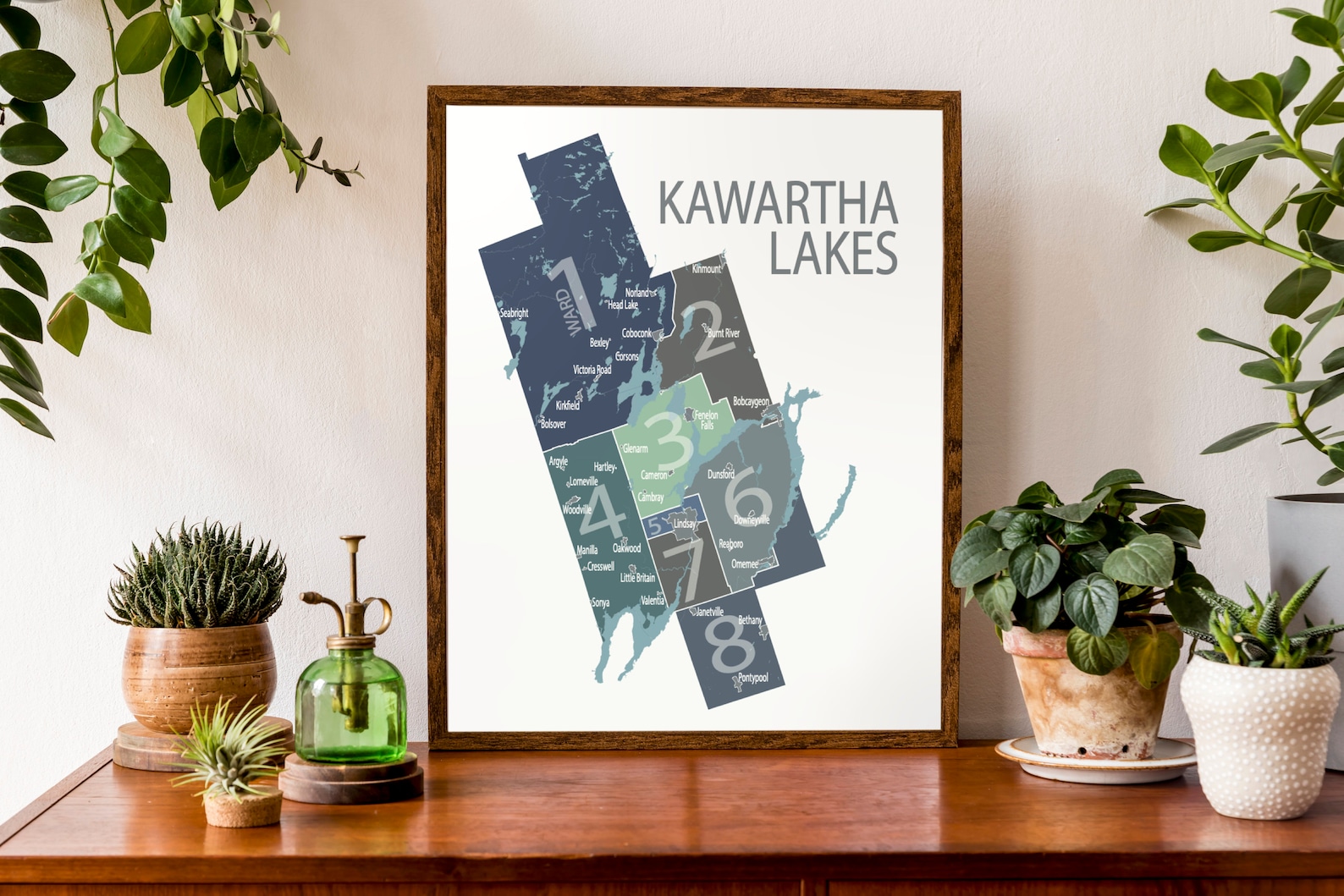 Typographic Map of Kawartha Lakes Ontario Municipality | Etsy