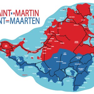 Typographic Map of the Island of Saint Martin | Sint Maarten Map ...