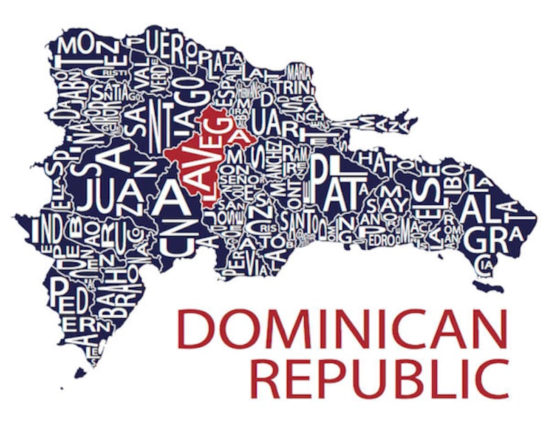 Typographic Map of the Dominican Republic República | Etsy