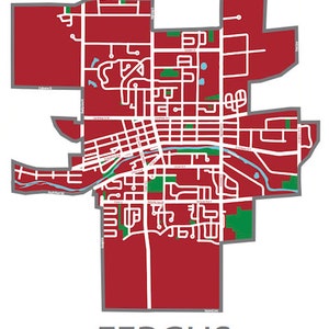 Typographic Map of Fergus, Ontario | City Map Print | Canadian Map ...