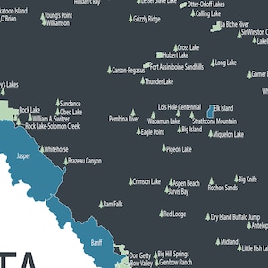 Typographic Map of Parks in Alberta | Alberta Parks Map | Camping Map ...