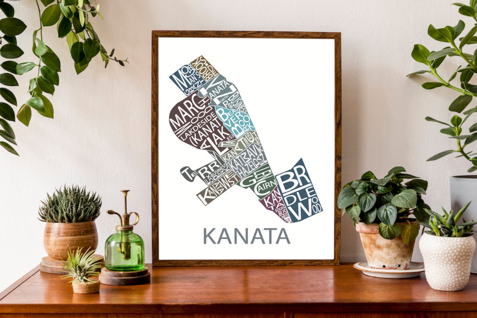 Typographic Map of Kanata, Ontario | Ottawa Area Map | Neighbourhood ...
