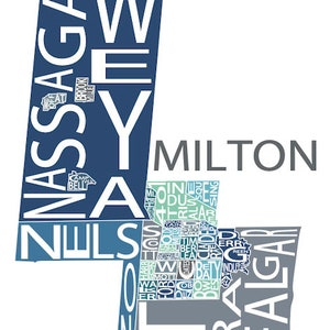 Typographic Map of Milton, Ontario | Halton Region City Map ...