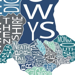 Typographic Map of Wales | European Country Map | United Kingdom Map ...