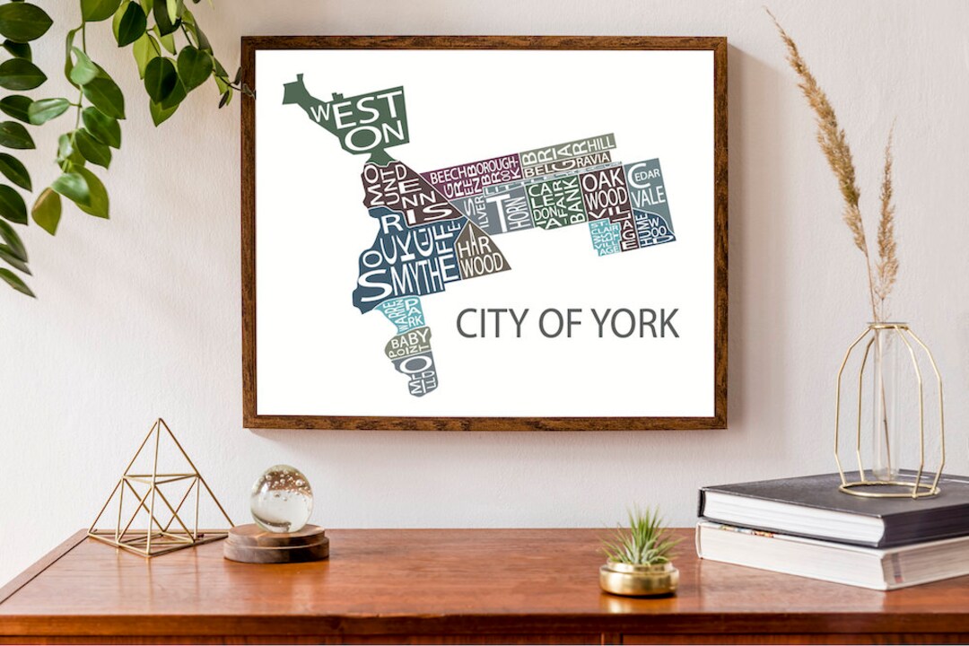 City of York in Toronto Map | Neighbourhood Map Art | City Map Print ...