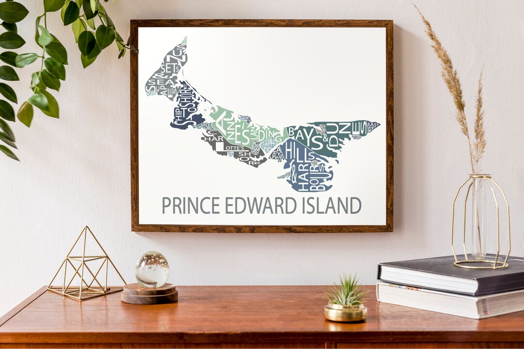 Typographic Map of Prince Edward Island | Map of PEI, Canada ...