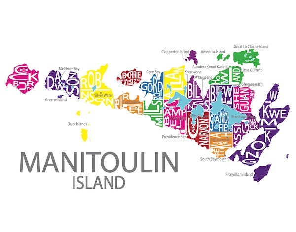 Typographic Map of Manitoulin Island Manitoulin Map | Etsy